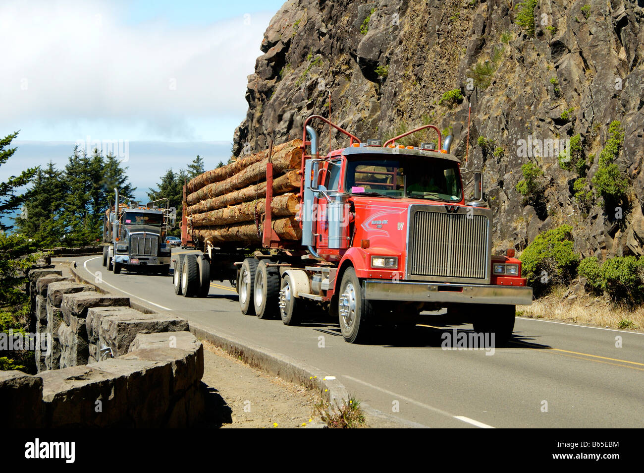 A load of logs being transported to the sawmill Stock Photo - Alamy