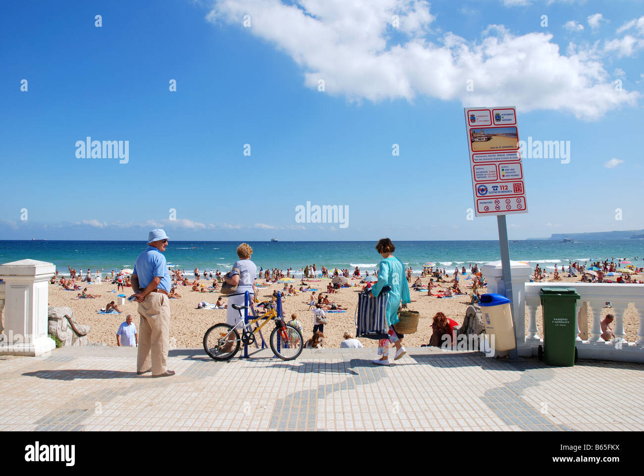 People on El Sardinero beach. Santander. Cantabria province. Spain ...