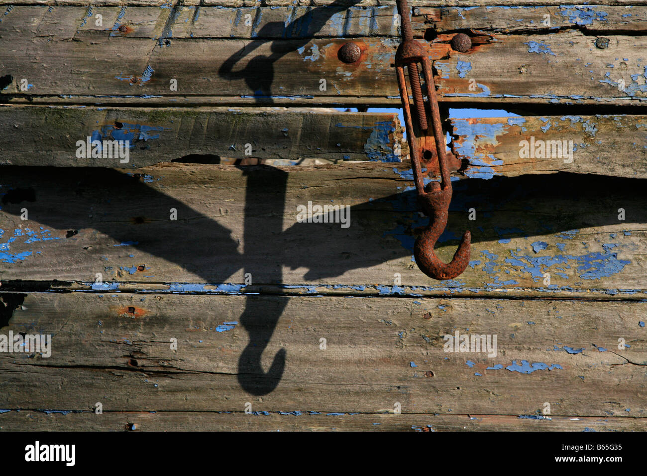 Hook & Old Wood Stock Photo - Alamy