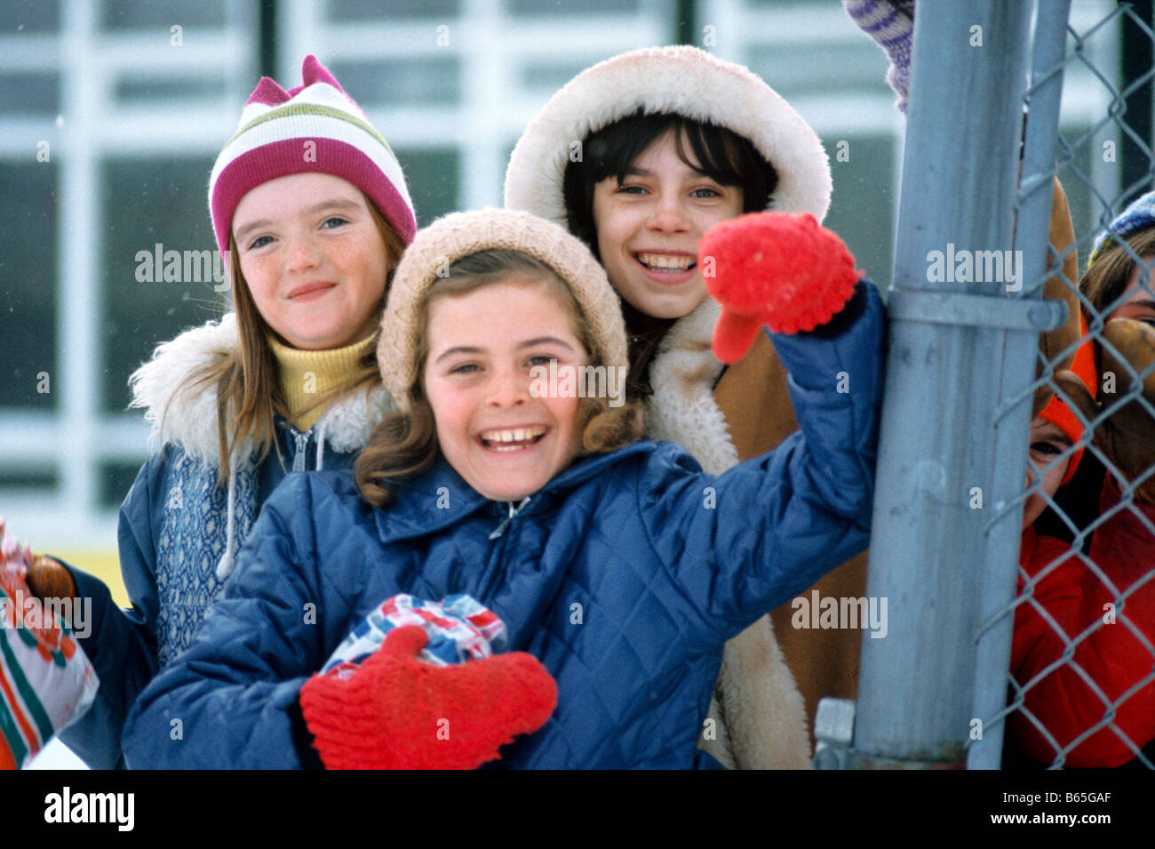 Happy Children playing in the Winter in Northern Ontario,Canada Stock ...