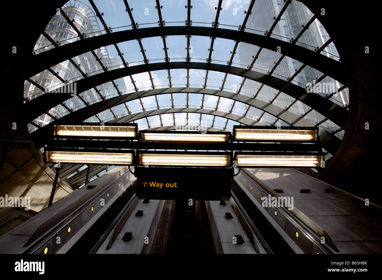 Exit from Canary Wharf tube station, London Stock Photo - Alamy