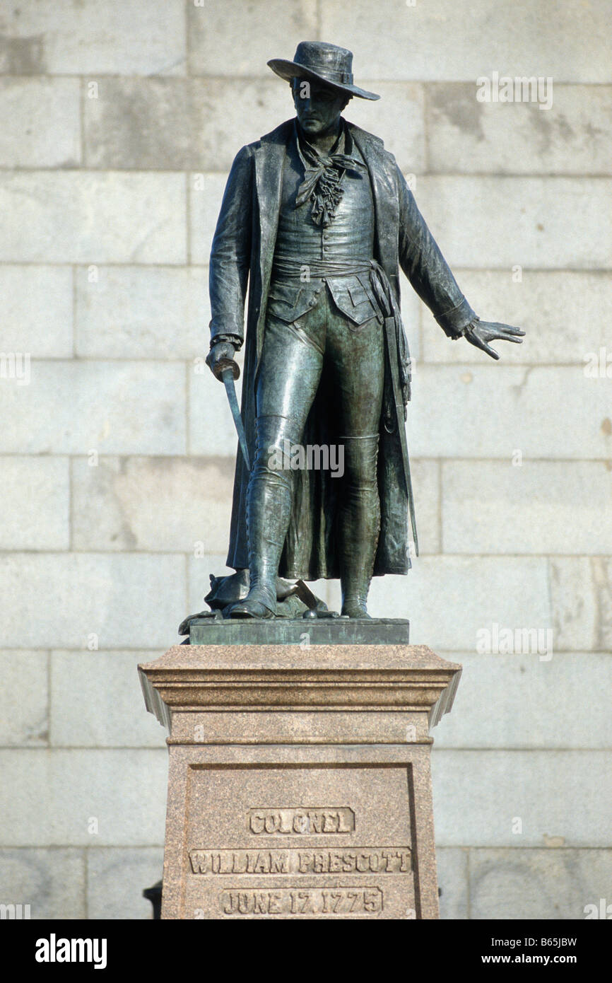 Boston. USA. Charlestown Statue of Colonel William Prescott at the ...