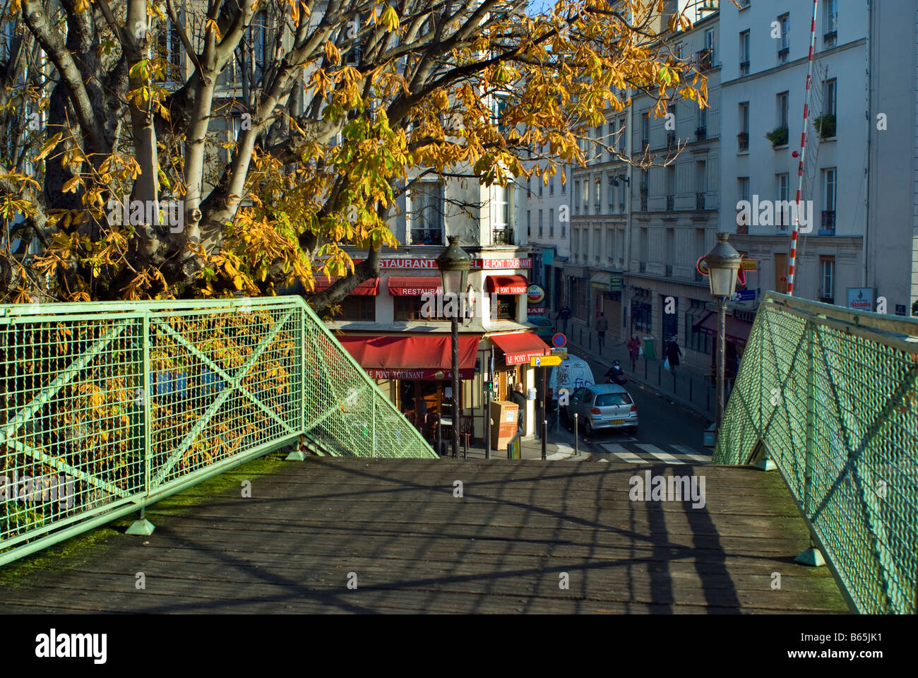 Paris France, Empty Street Scene, Pedestrian Bridge on the "Canal Saint ...