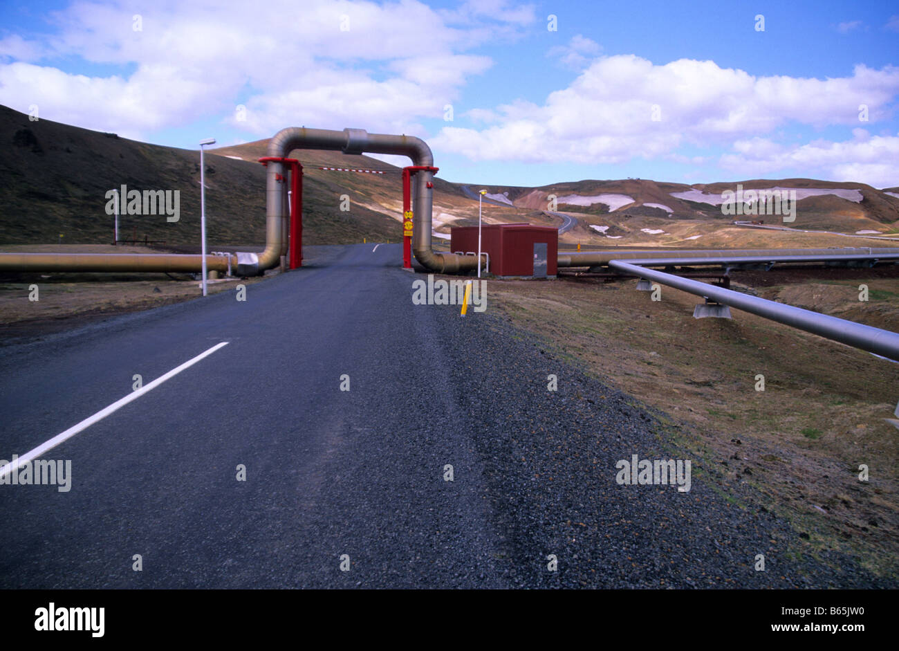 Iceland, Summer, Thermal Power, Iceland, near Mount Krafla, Power pipes ...