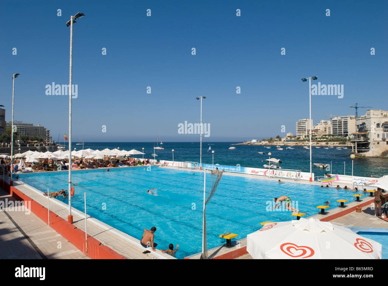 Outdoor swimming pool, Balluta Bay Sliema Malta Stock Photo - Alamy