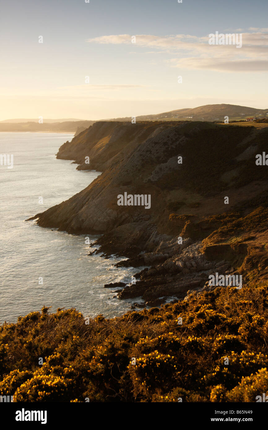 Looking west along Pennard Cliffs, Gower Peninsula, West Glamorgan ...