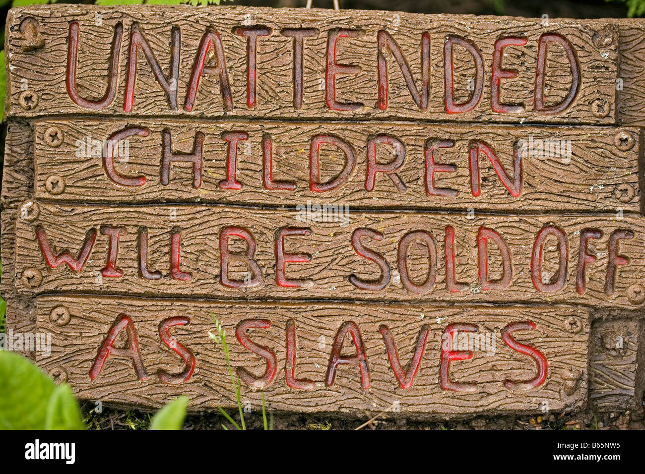 Unattended Children Will be Sold Off as Slaves sign Stock Photo - Alamy