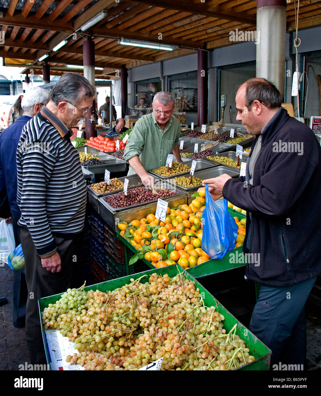 Athens Greece Greek Central Market greengrocer Stock Photo - Alamy