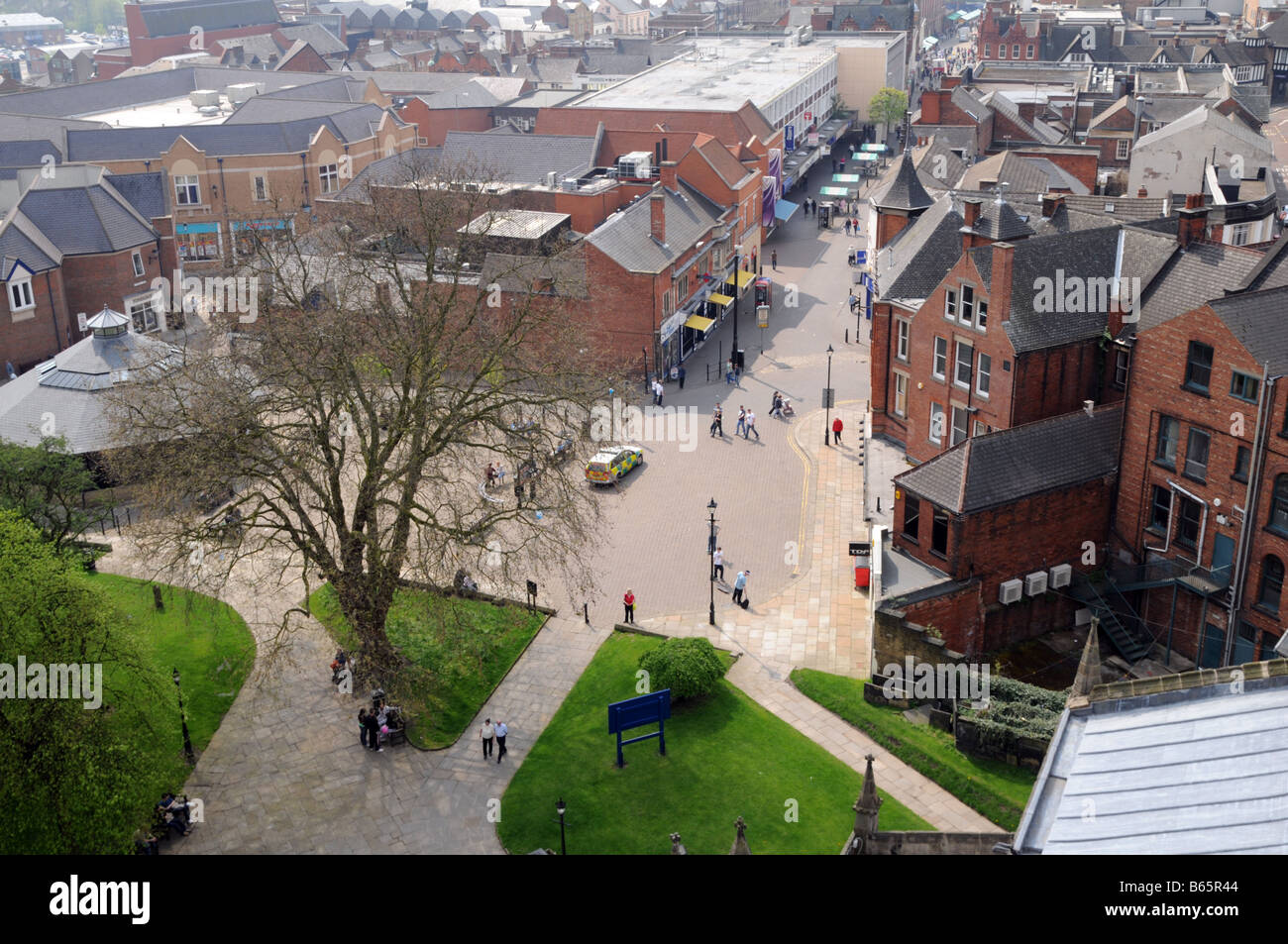 Arial view of Chesterfield market town of Derbyshire England UK Stock ...