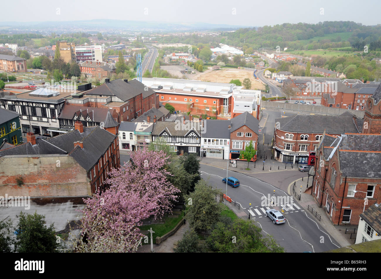 Arial view of Chesterfield market town of Derbyshire England UK Stock ...