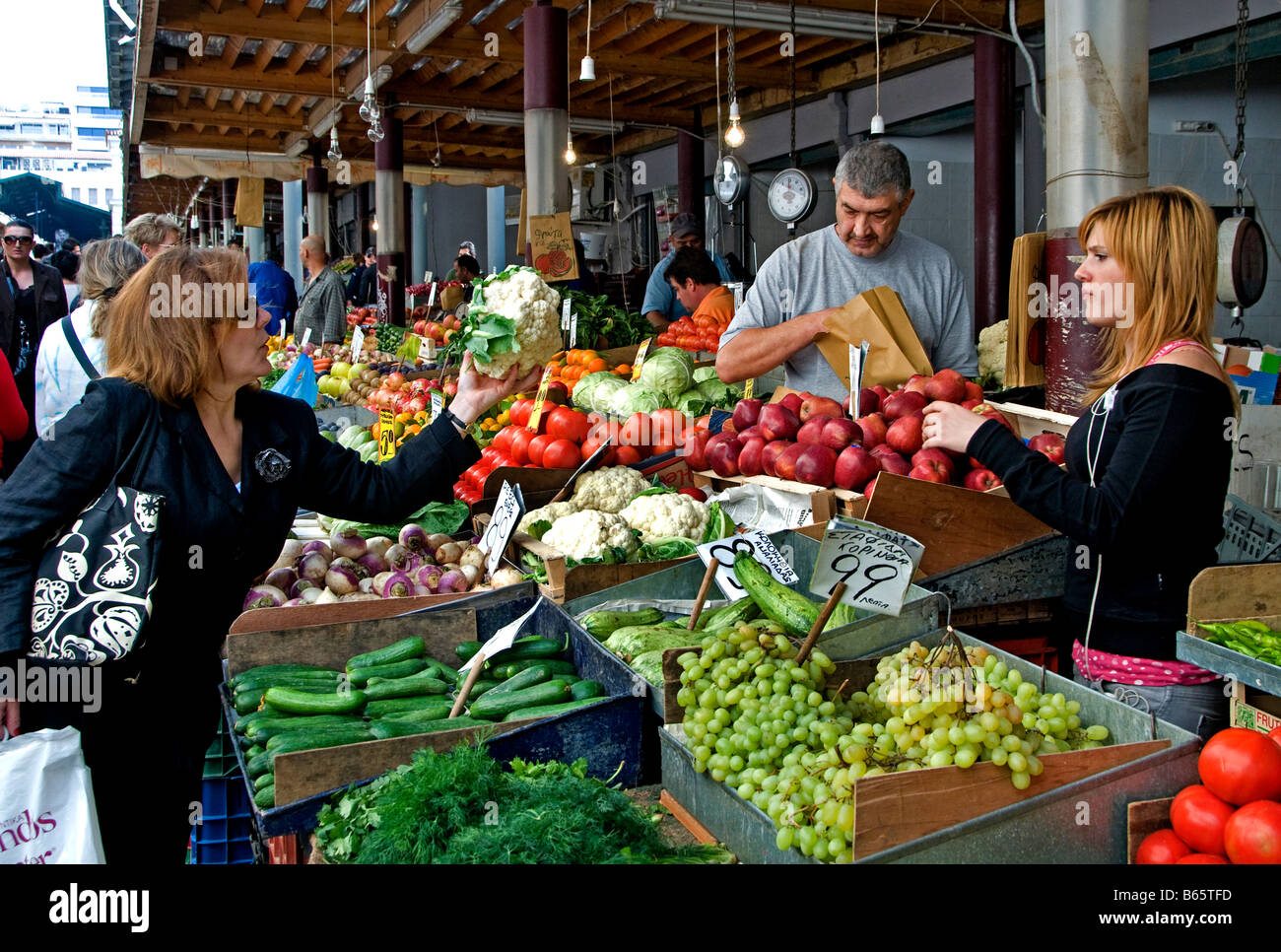 Athens Greece Greek Central Market greengrocer Stock Photo - Alamy