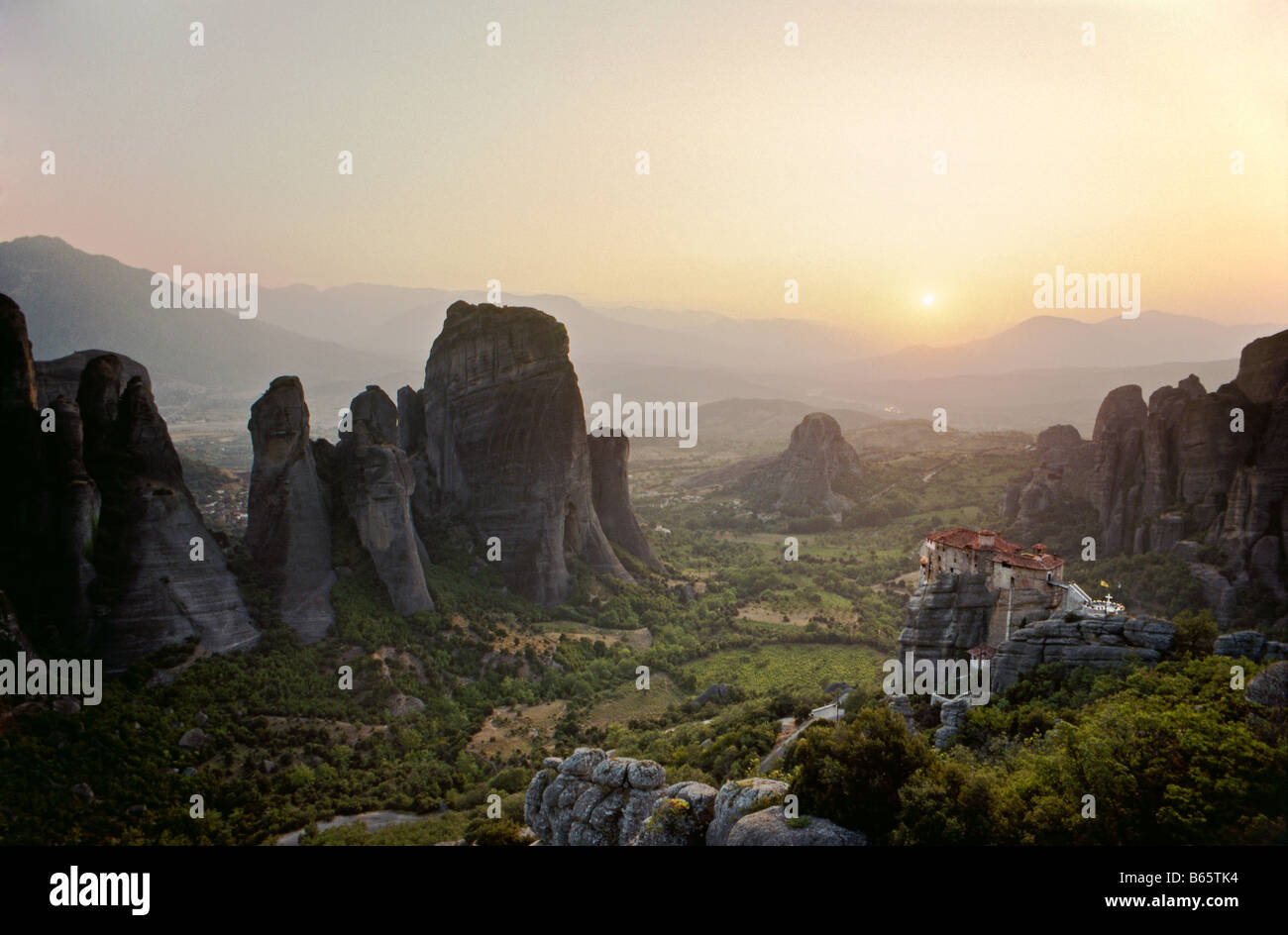 Looking down on the monastery of Roussanou and the strange rock ...