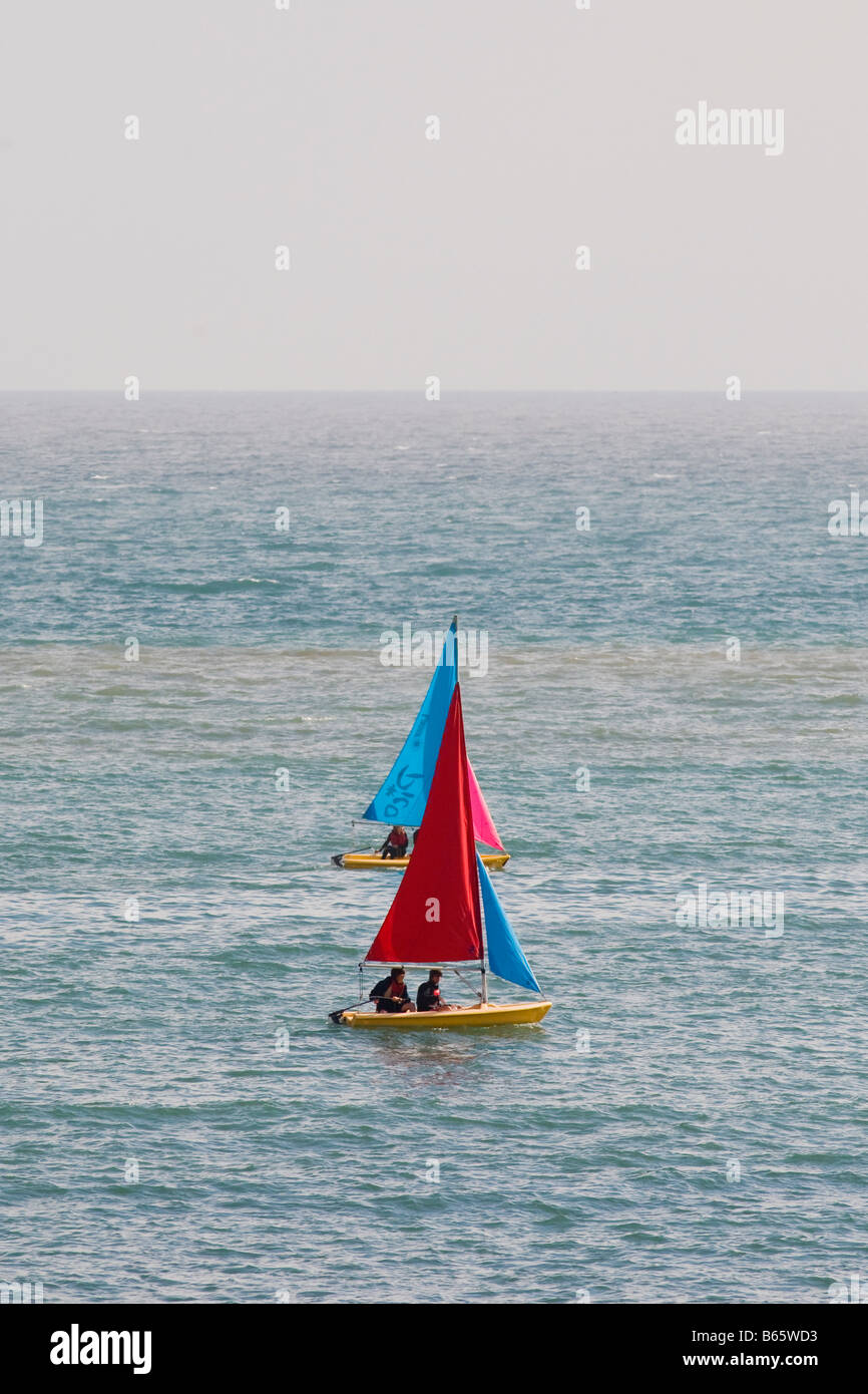 Two small sailing boats on the ocean off the south-west coast of ...