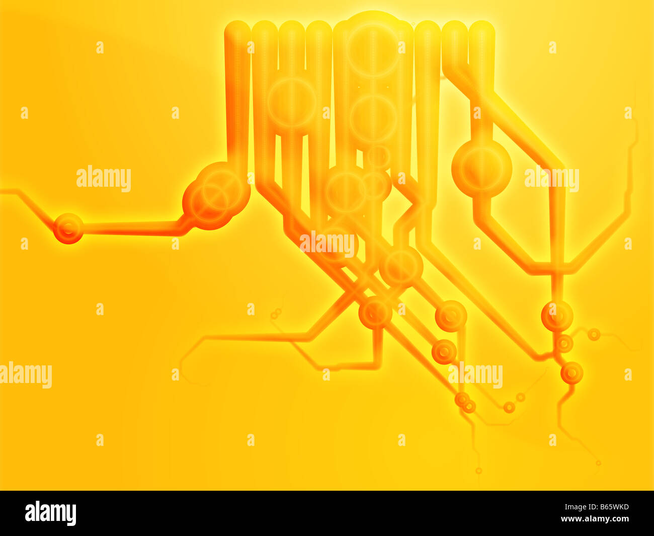 Abstract technical schematic diagram illustration with circuitry and ...
