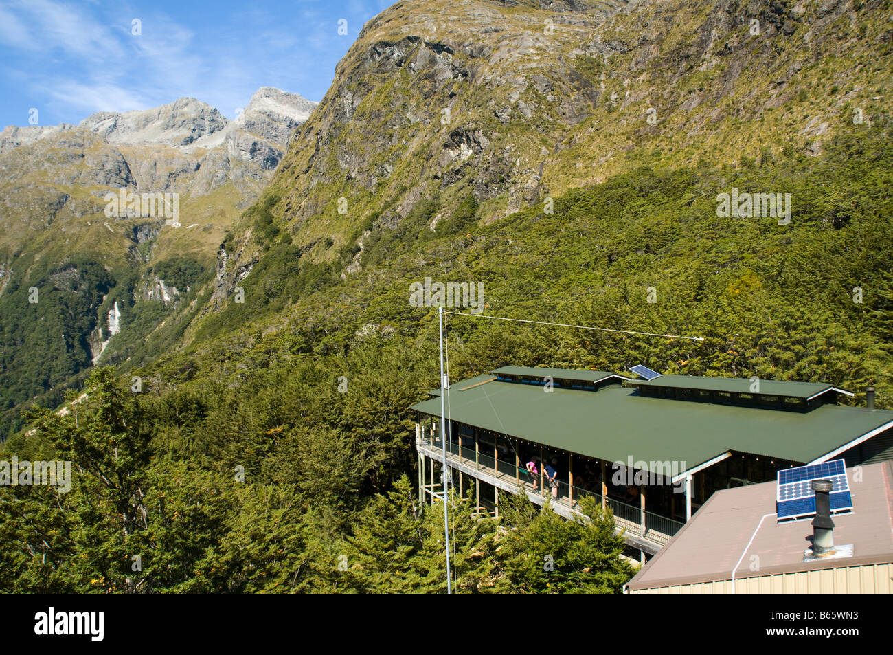 The Routeburn Falls Hut, Routeburn Track, South Island, New Zealand ...