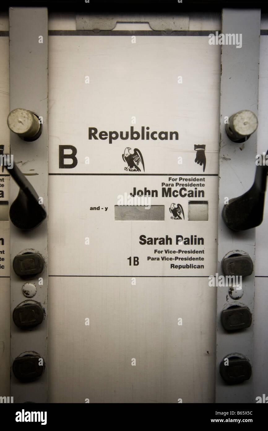 View inside a voting booth used in the 2008 US general election in New ...