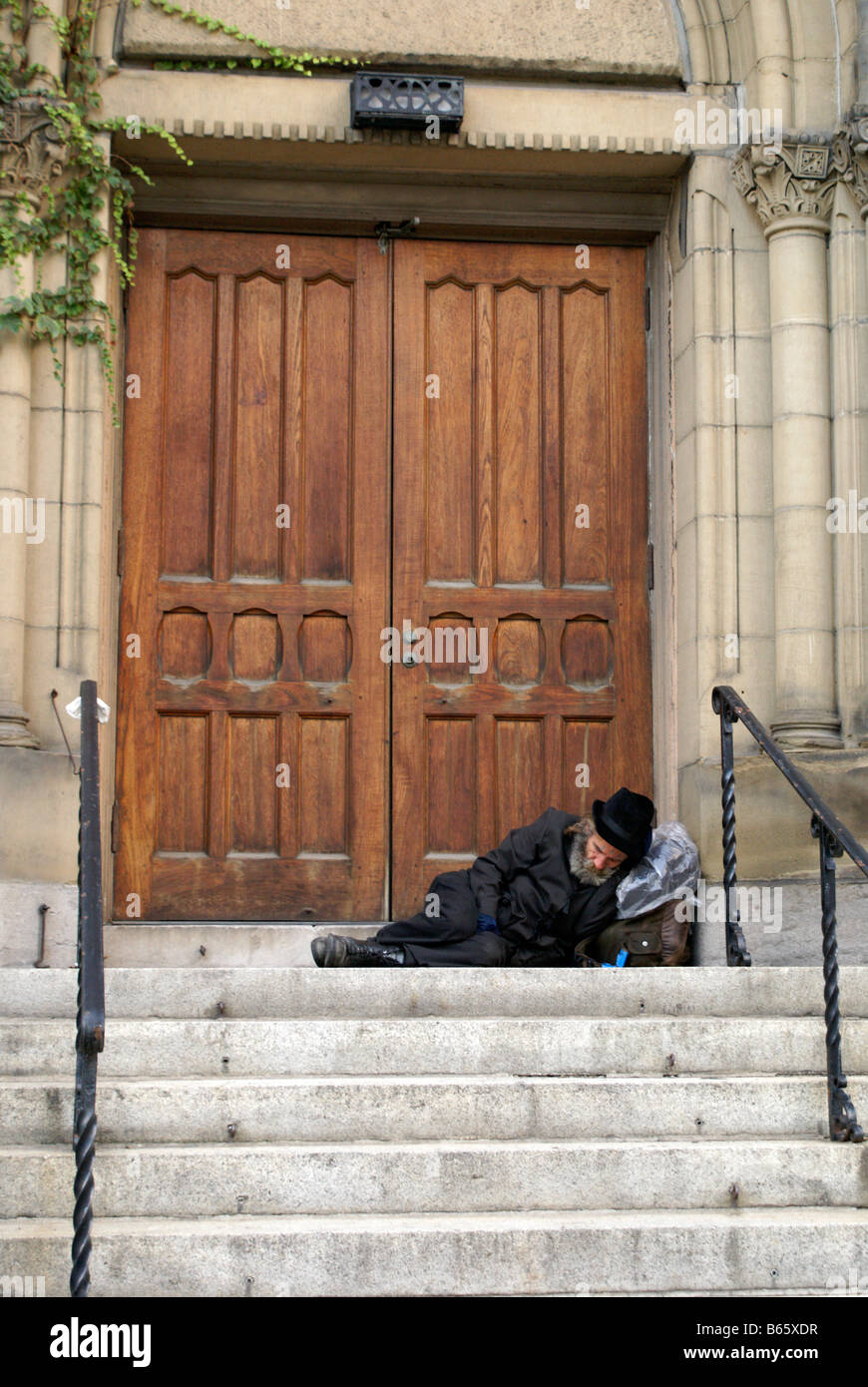 Sleeping Homeless Doorways