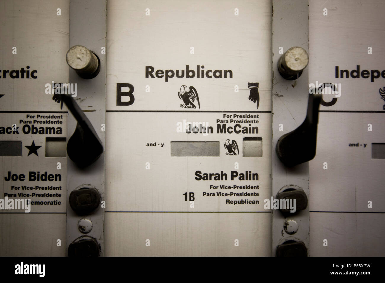 View inside a voting booth used in the 2008 US general election in New ...