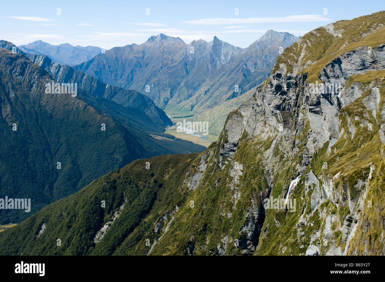 The Matukituki Valley from the Cascade Saddle, Mount Aspiring National ...