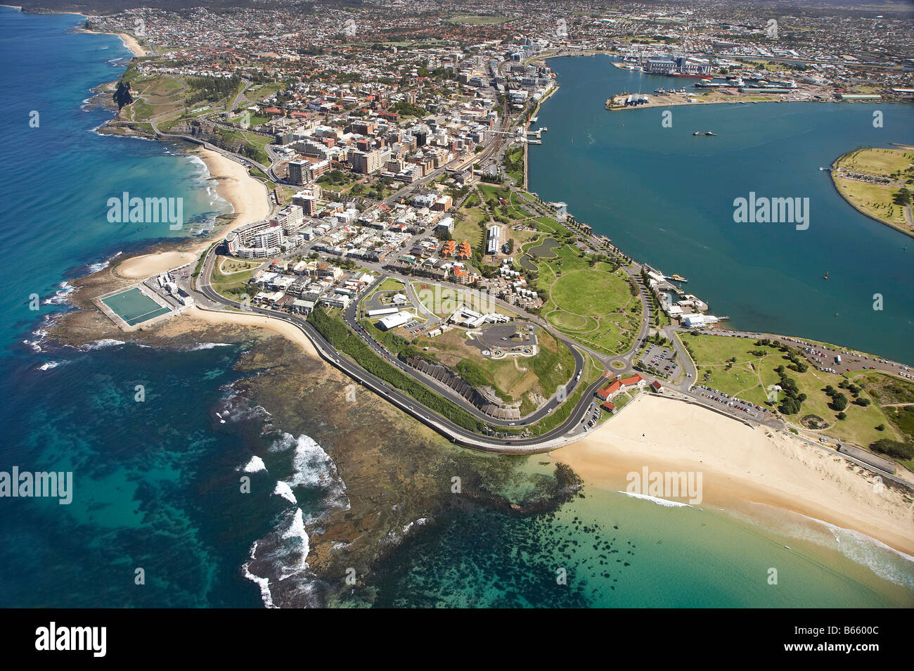 Nobbys Beach and Newcastle Harbour Newcastle New South Wales Australia ...