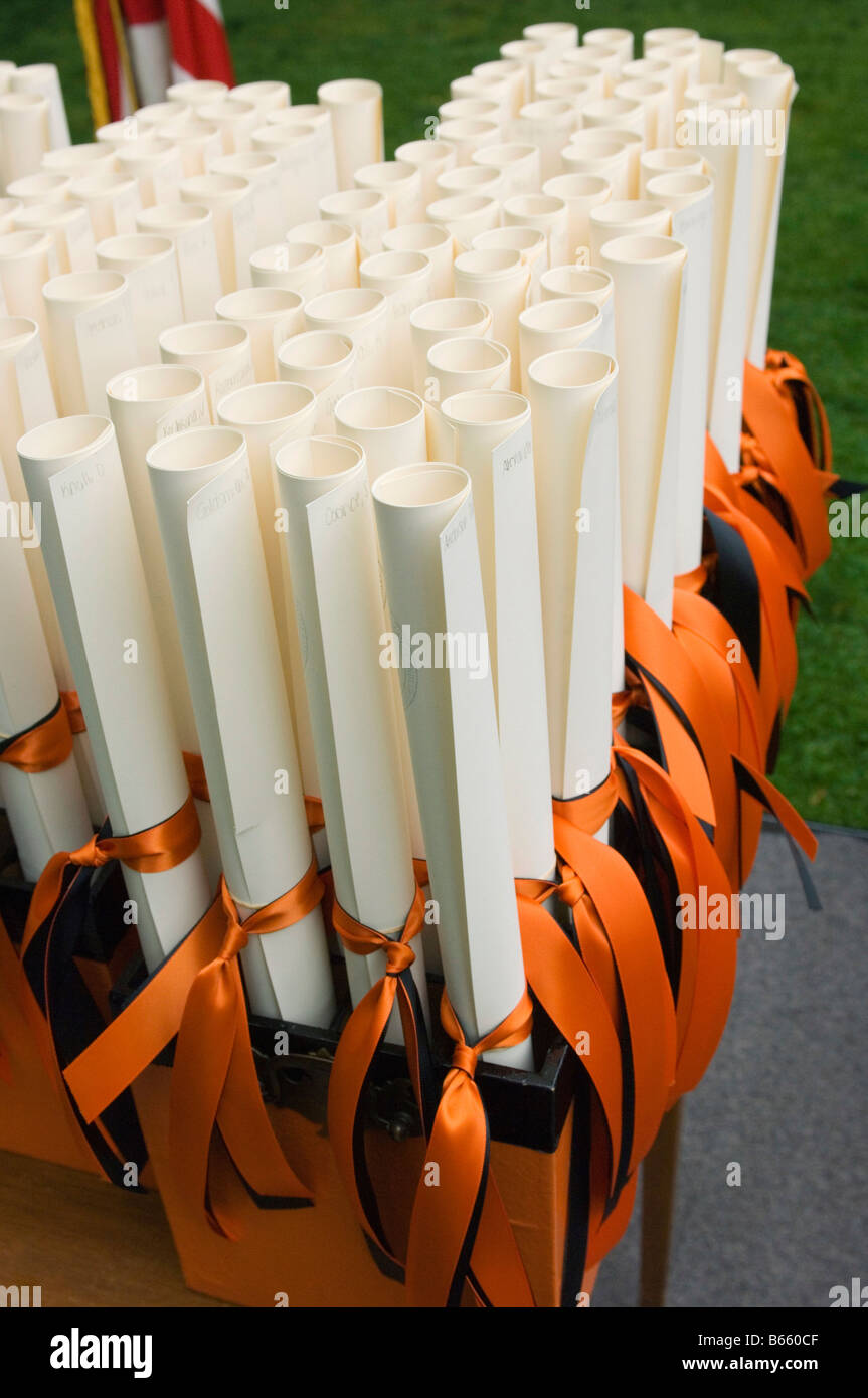 diplomas at a college graduation Stock Photo - Alamy