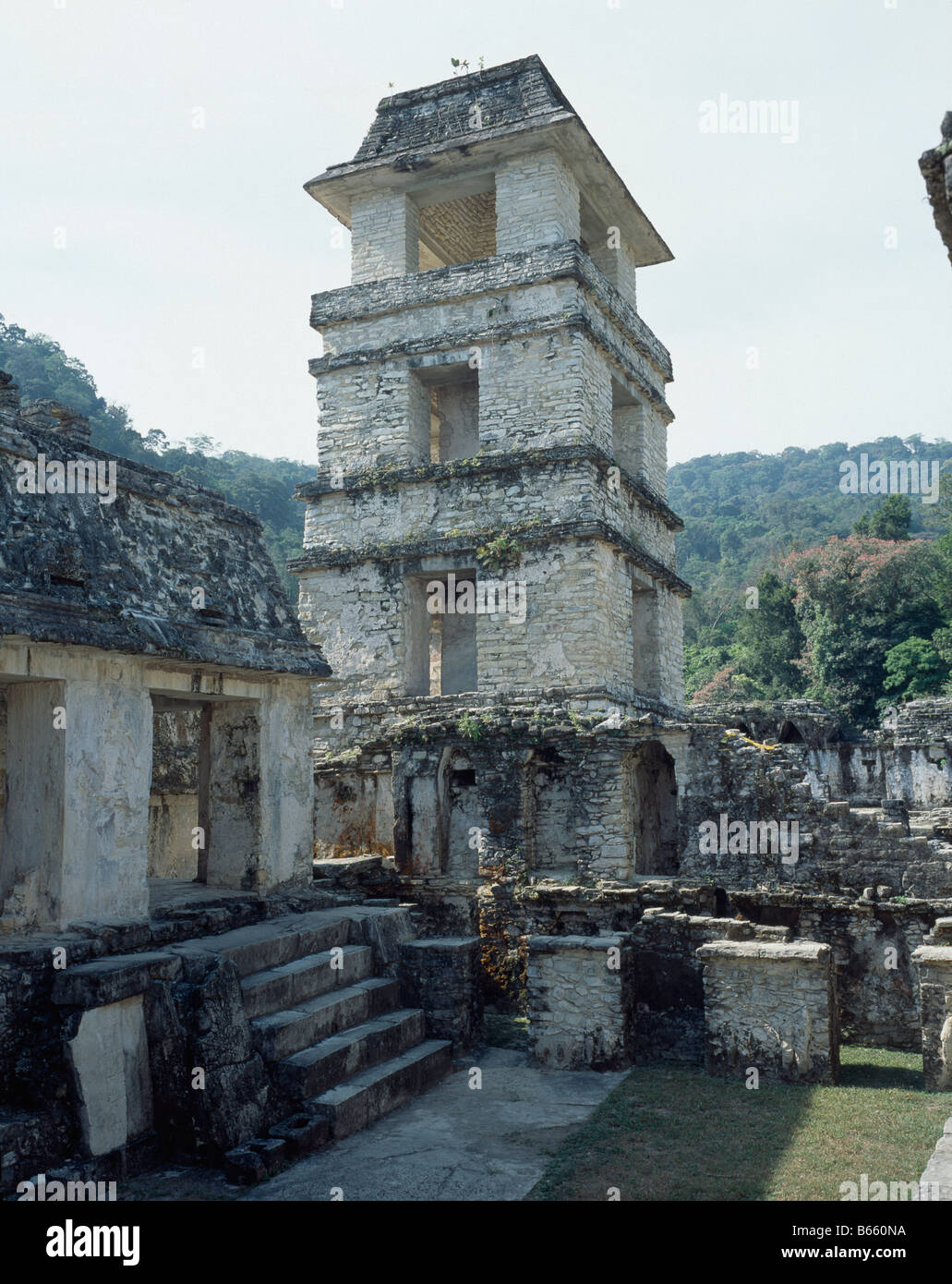 Mexico Palenque Palacio Tower Stock Photo - Alamy