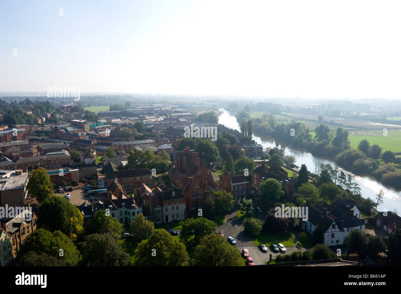 View over the River Severn from Worcester Cathedral City of Worcester ...