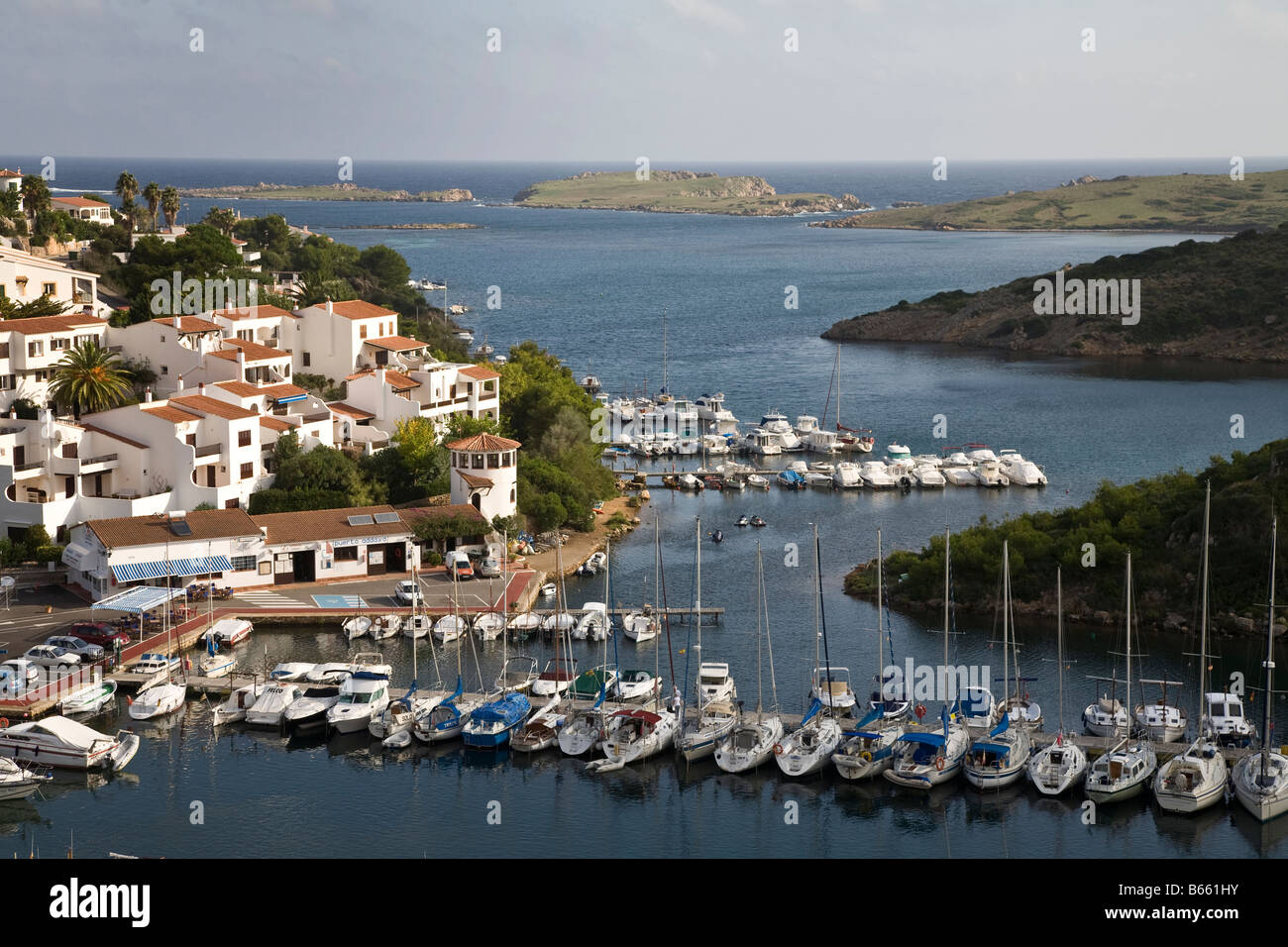 Port menorca boats masts hi-res stock photography and images - Alamy