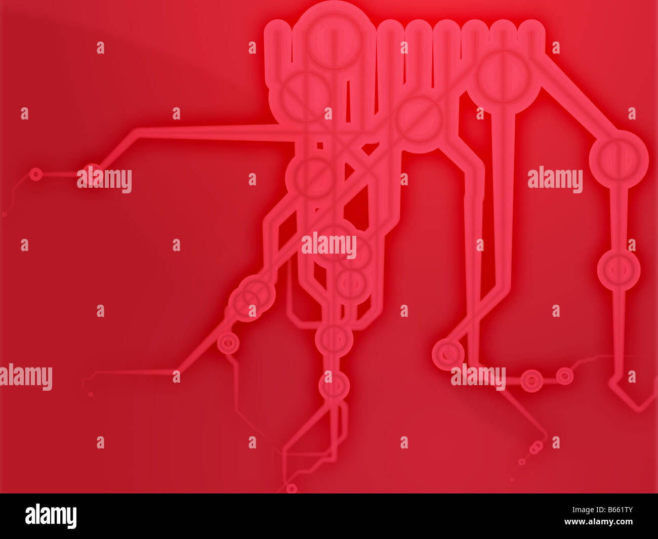 Abstract technical schematic diagram illustration with circuitry and ...