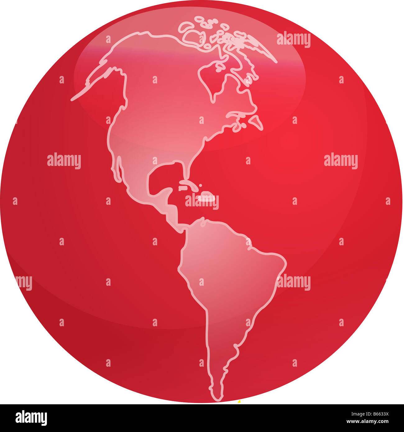 Map of the Americas on a glossy sphere Stock Photo - Alamy