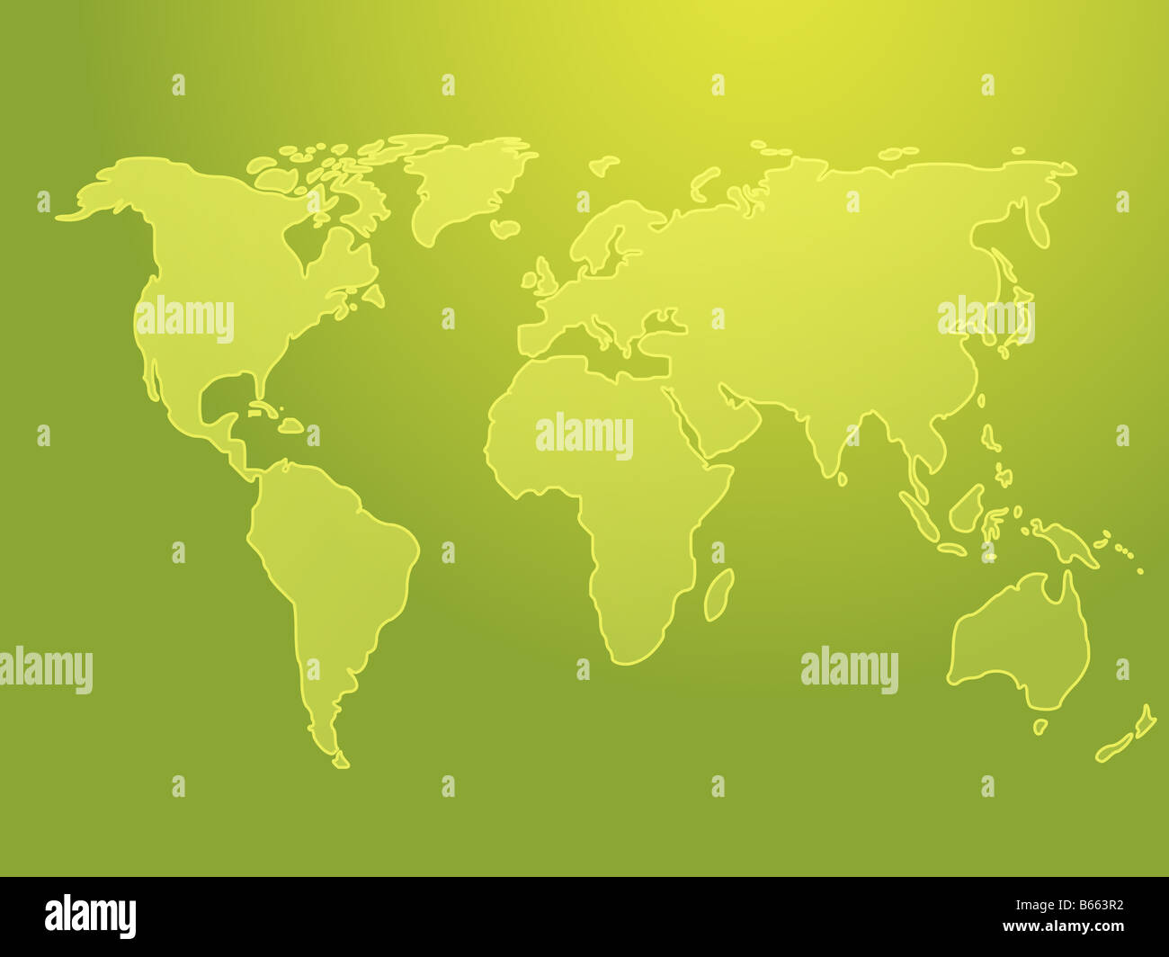 Map of the world illustration simple outline on gradient color Stock ...