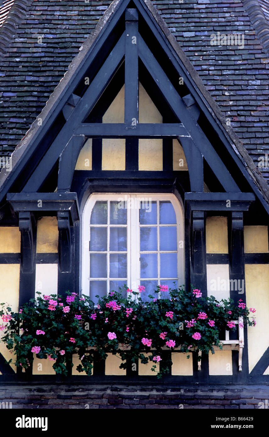 Architecture. Normandy, France, Calvados, Cote Fleurie. Half timbered ...
