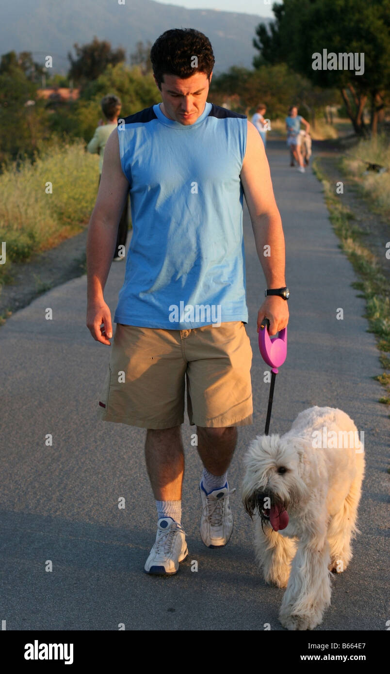 Man walking with his dog Stock Photo - Alamy