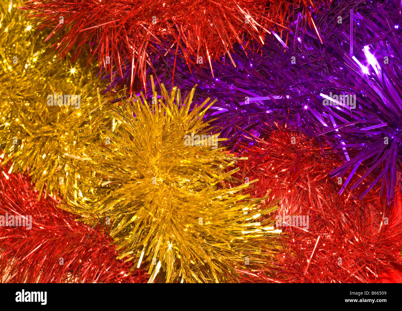 Colored tinsel decorations festive Christmas background image Stock ...