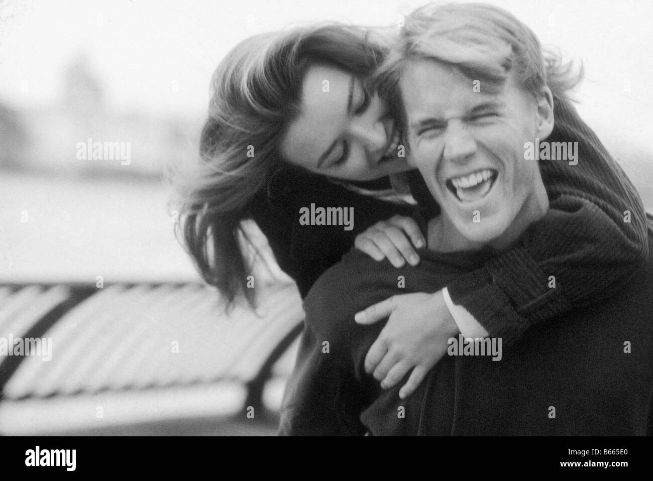 Two young women enjoy view Black and White Stock Photos & Images - Alamy
