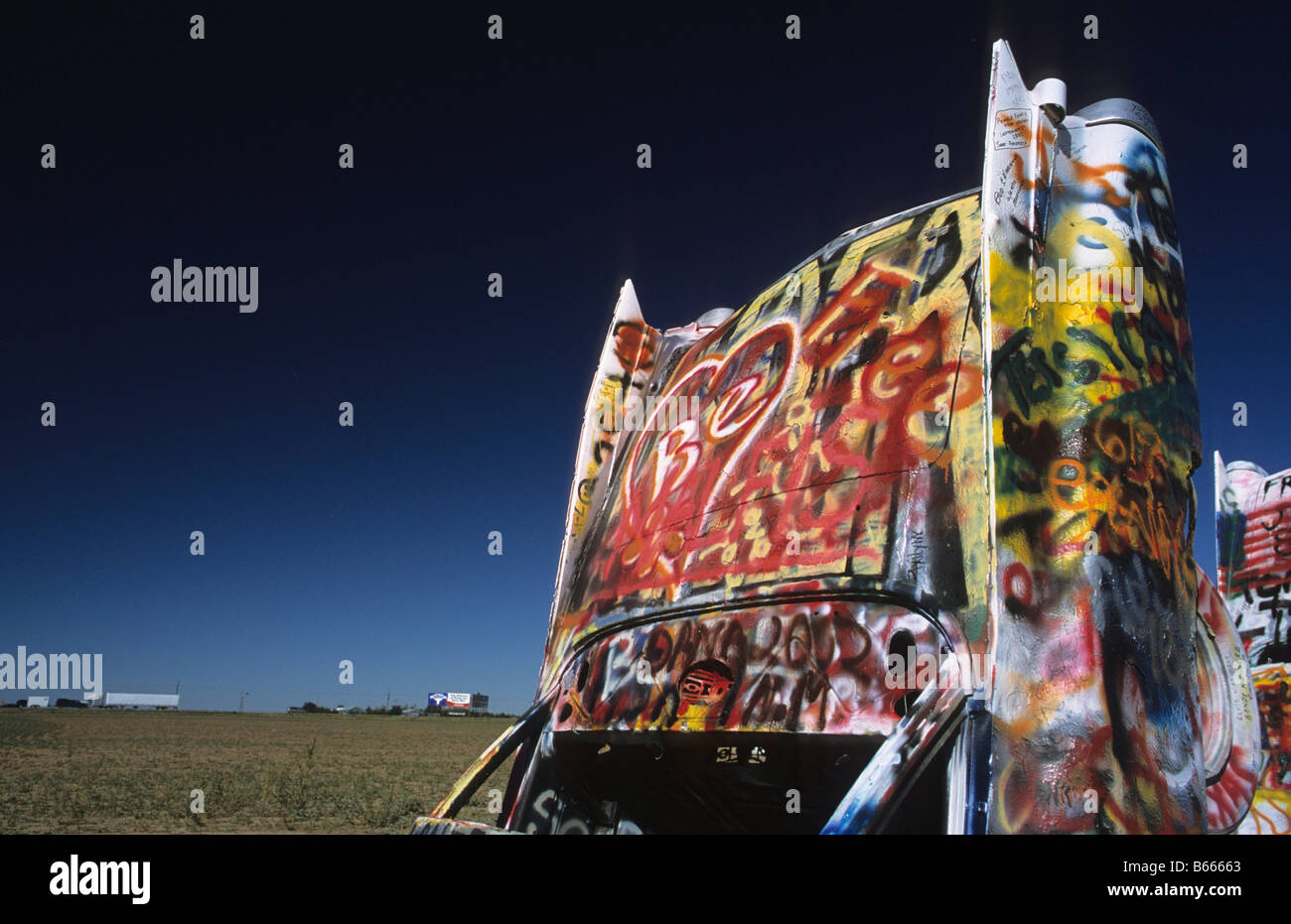 Cadillac Embedded in Field Cadillac Ranch Amarillo Texas US Stock Photo ...