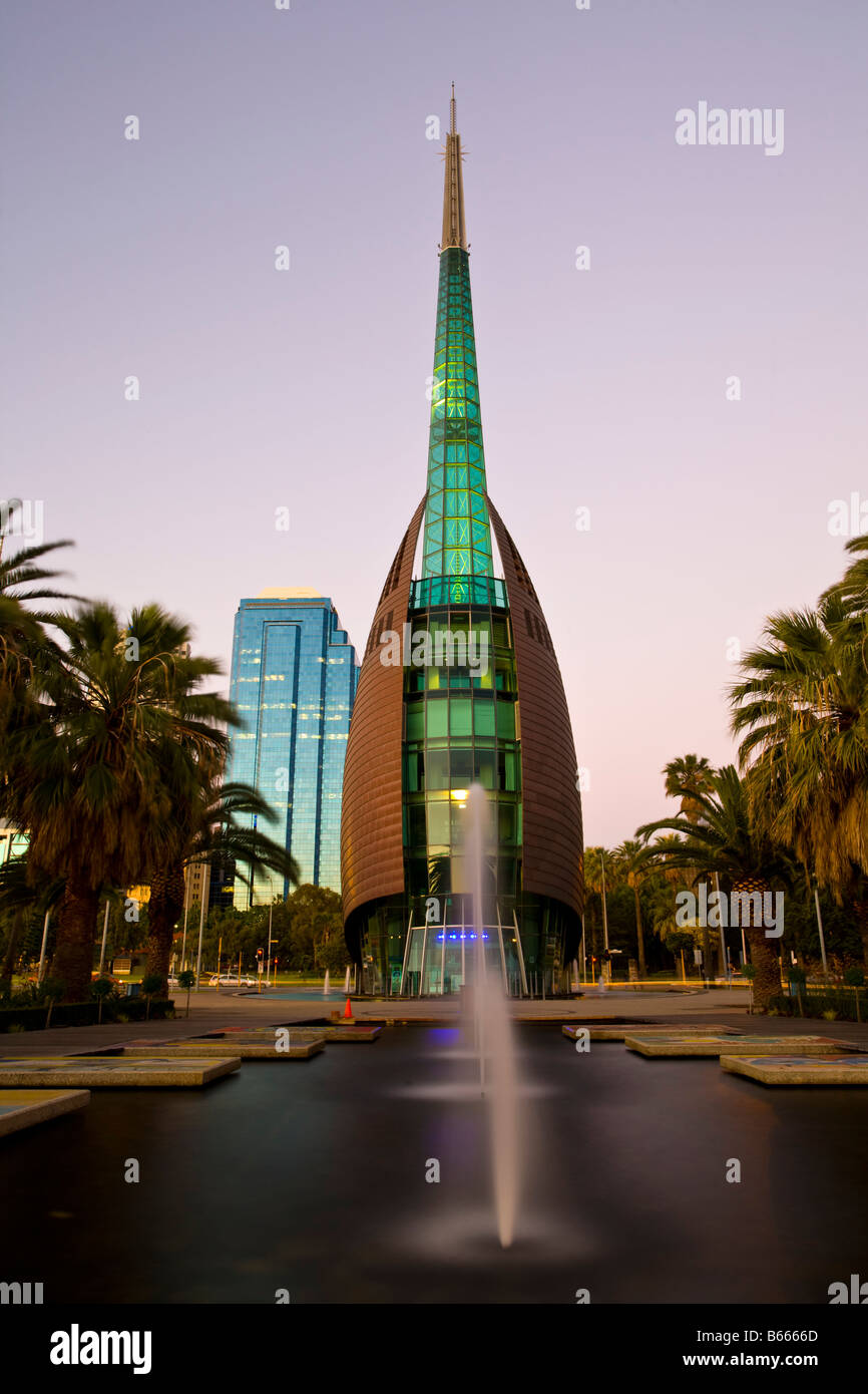 Approaching night next to the Swan Bell Tower Perth Stock Photo - Alamy