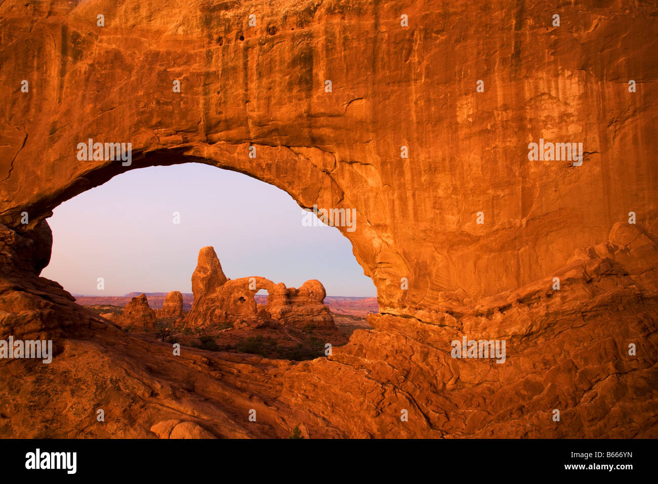 Turret Arch viewed through North Window Arches National Park near Moab ...