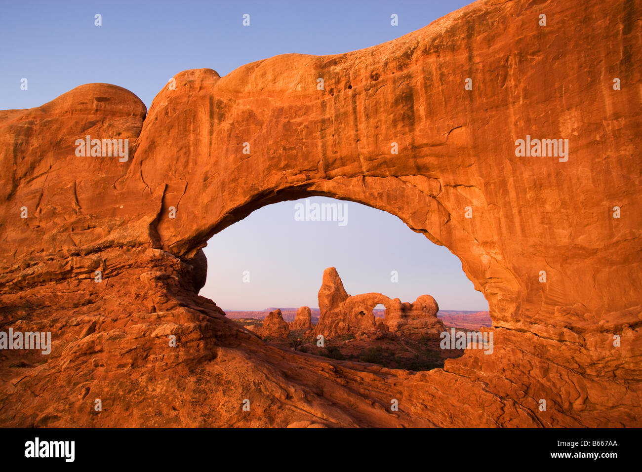 Turret Arch viewed through North Window Arches National Park near Moab ...