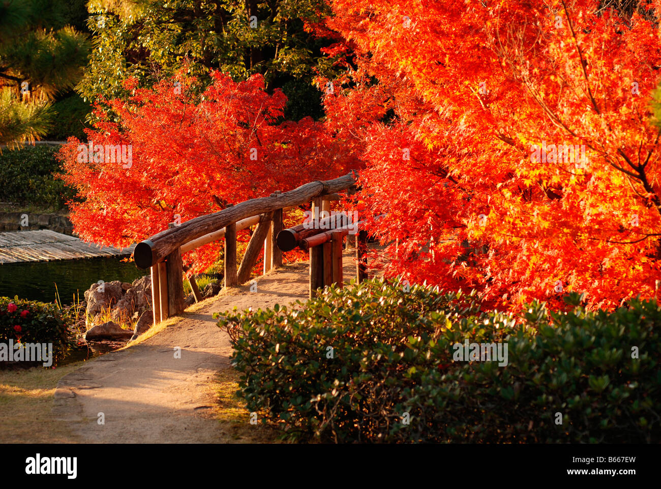 Japanese Rustic Bridge Stock Photo - Alamy
