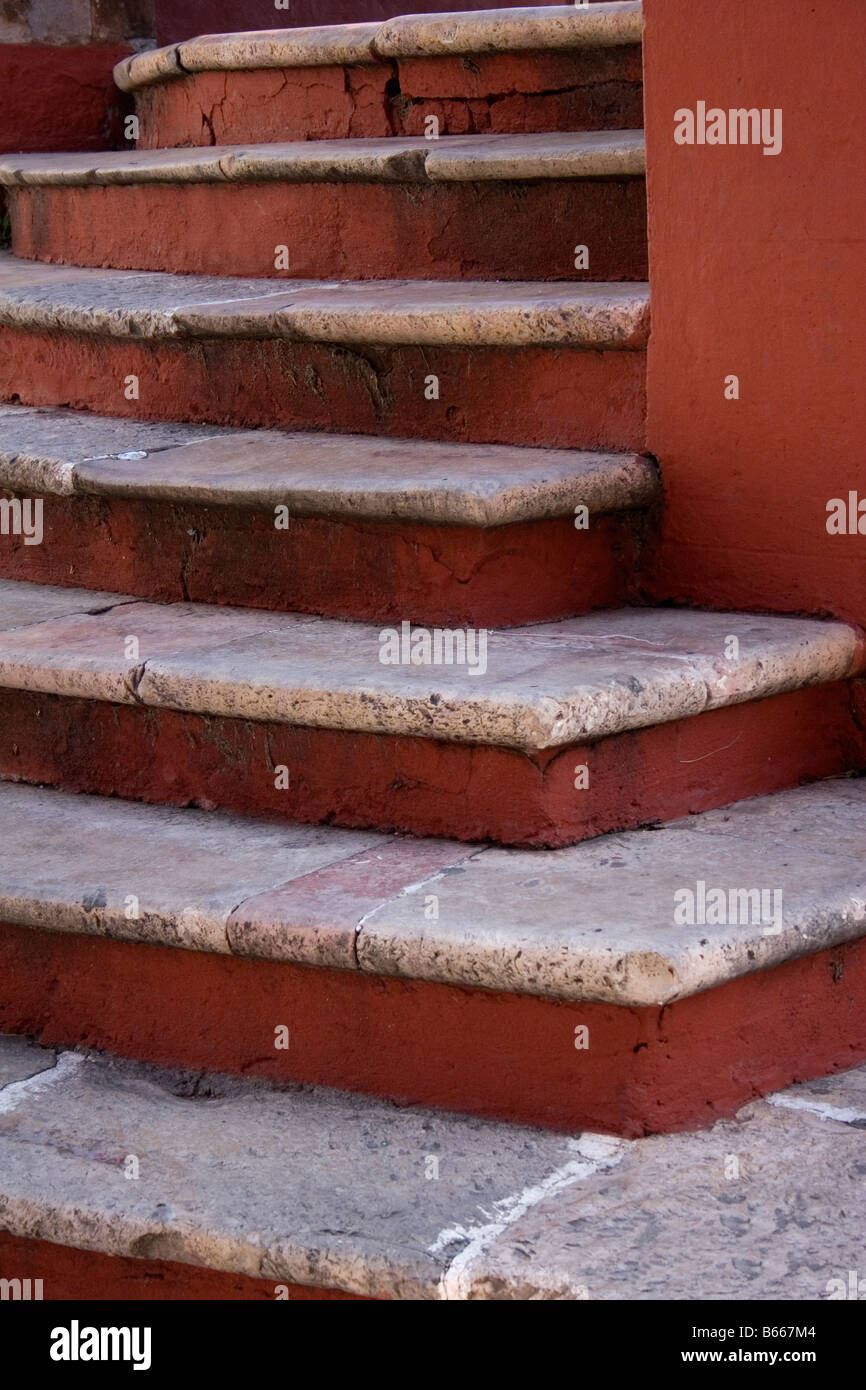 Colorful stone steps in El Jardin in San Miguel de Allende Mexico Stock ...