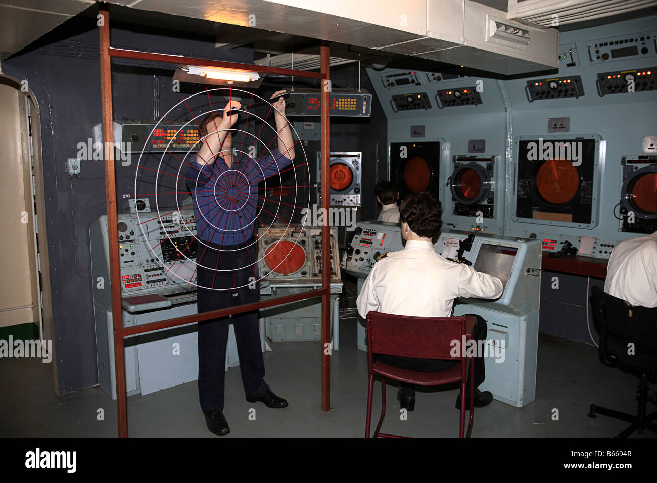 The Radar Plotting Room onboard the RN Aircraft Carrier R09 Ark Royal ...