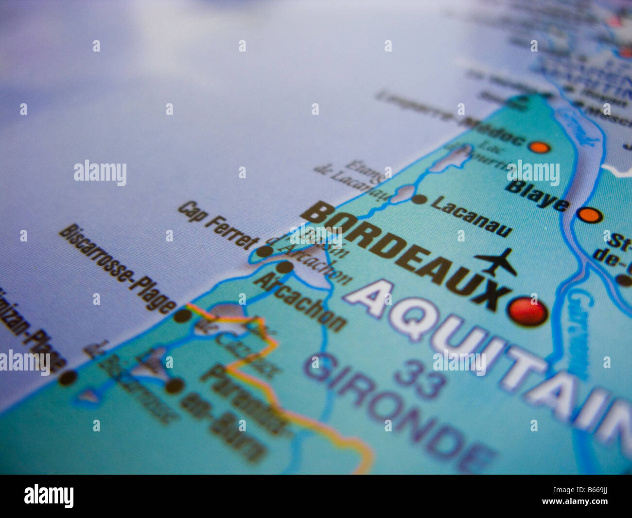 Map of France showing Bordeaux and its surrounding areas Stock Photo ...