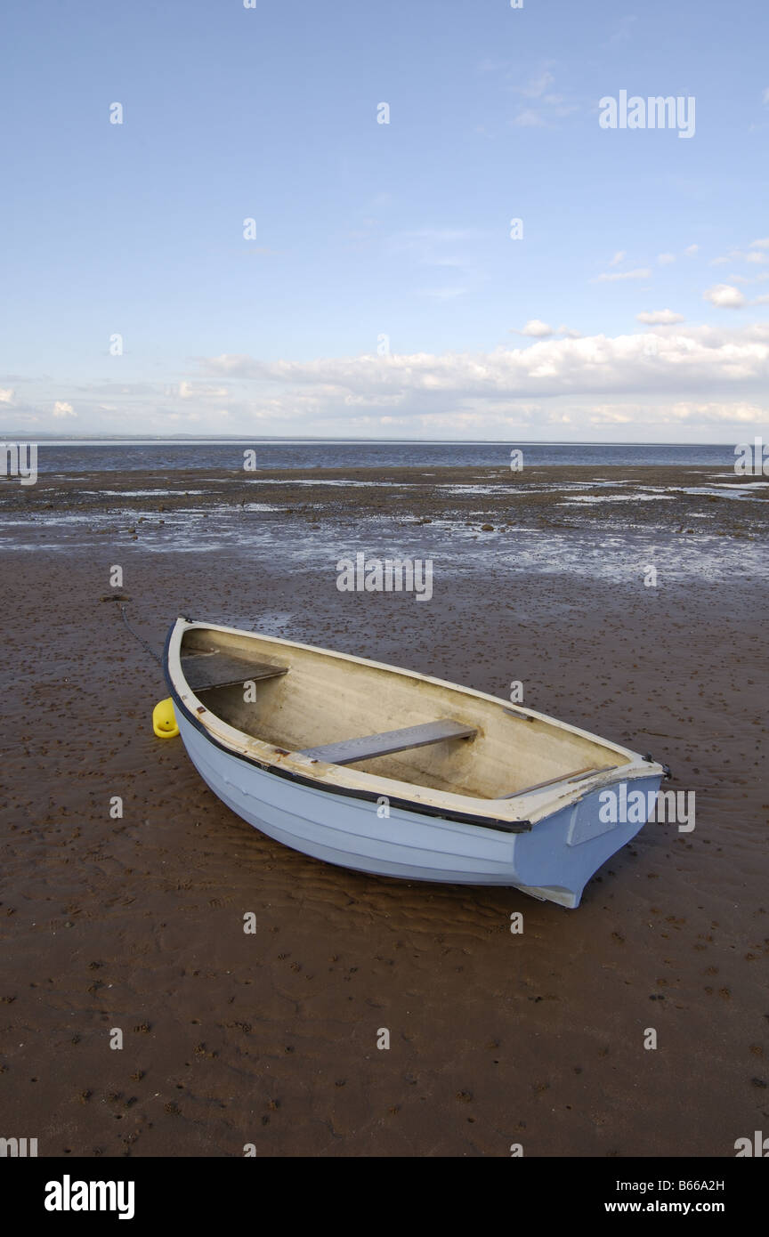 Small boat on the beach at Carsethorn near Dumfries Scotland Stock ...