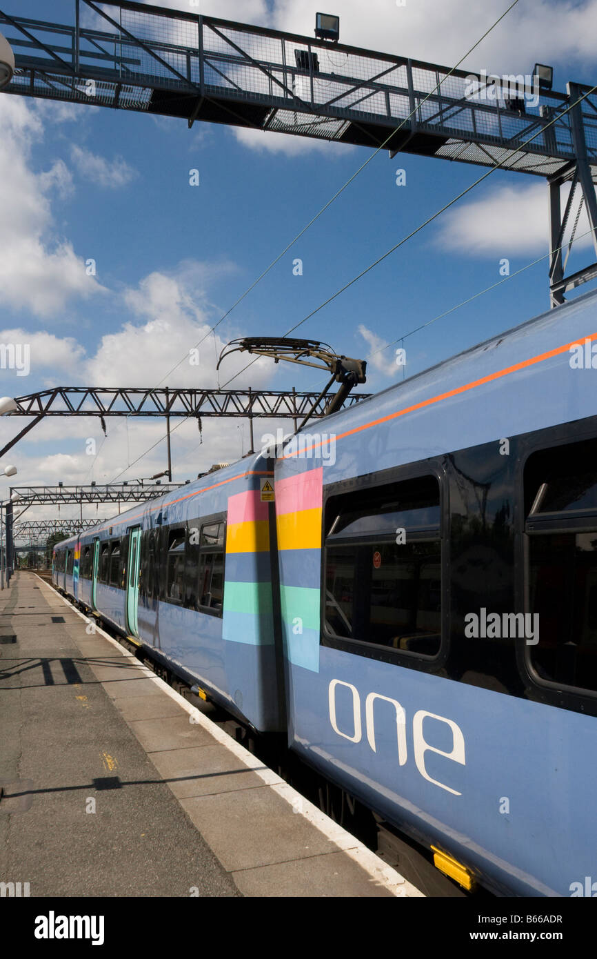 Blue ONE Train on Platform Stock Photo - Alamy