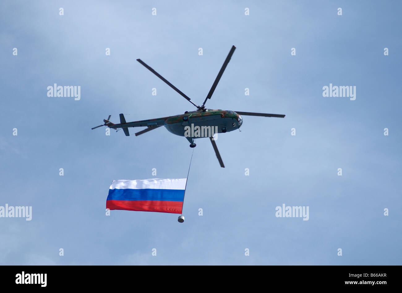 Military Mi 8 with flags Moscow Victory Parade of 2008 Stock Photo - Alamy