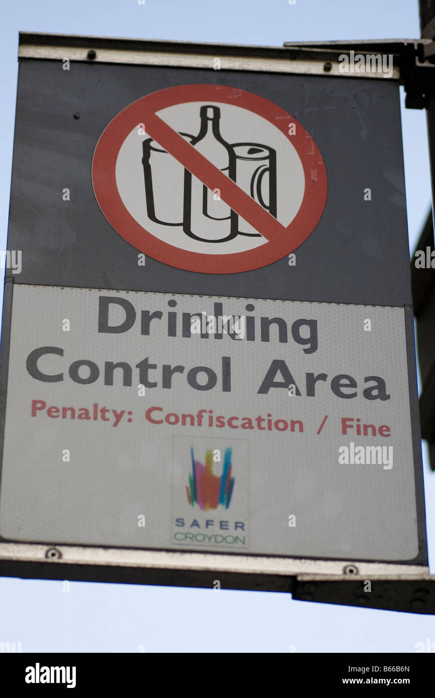 A drinking control area sign, in Croydon, London Stock Photo - Alamy