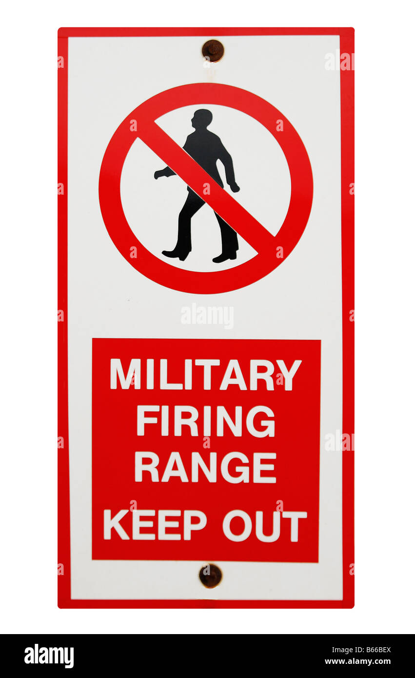 WARNING SIGN MILITARY white background Stock Photo - Alamy
