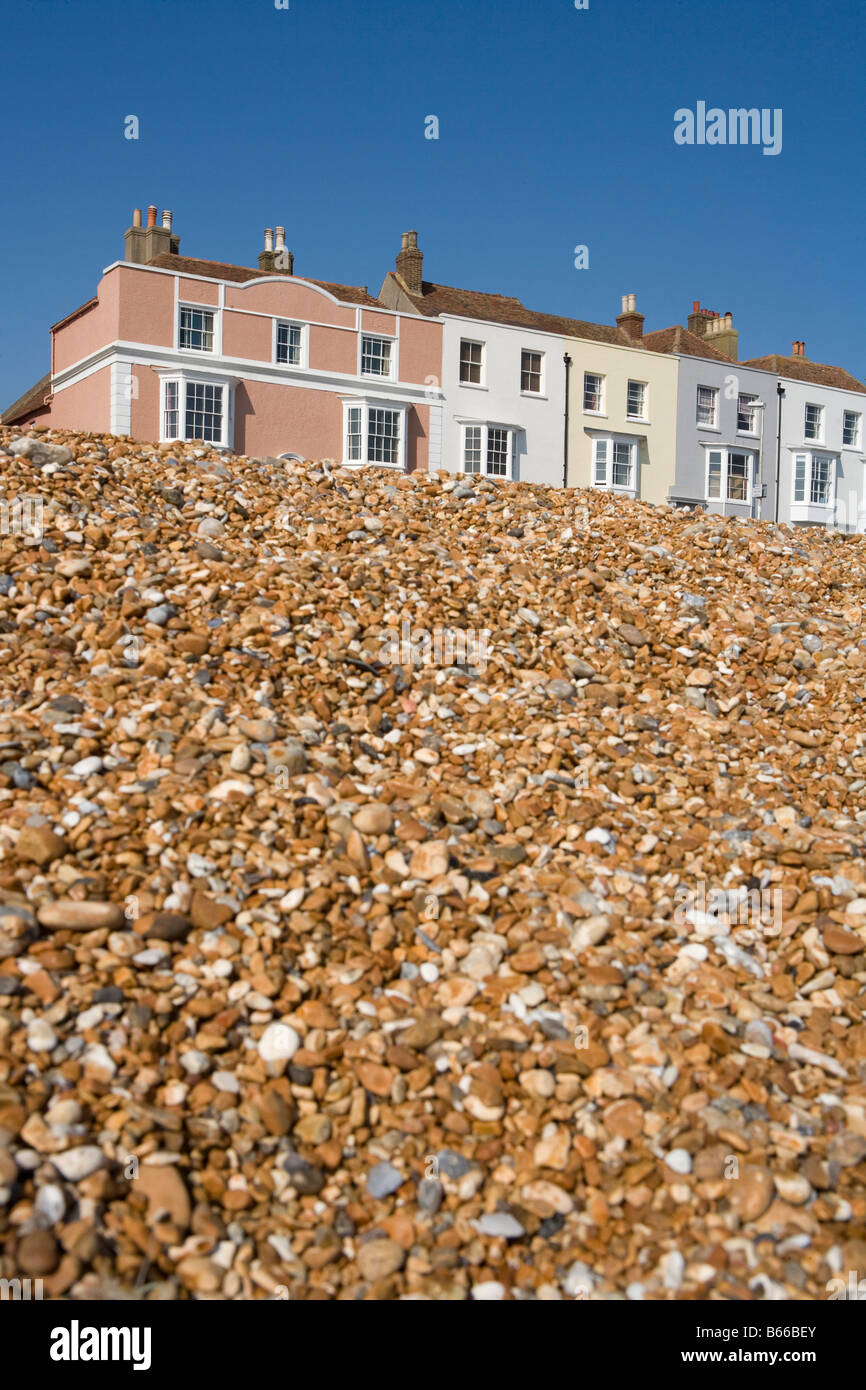 Beach Street Deal Kent shingle beach in foreground Stock Photo - Alamy