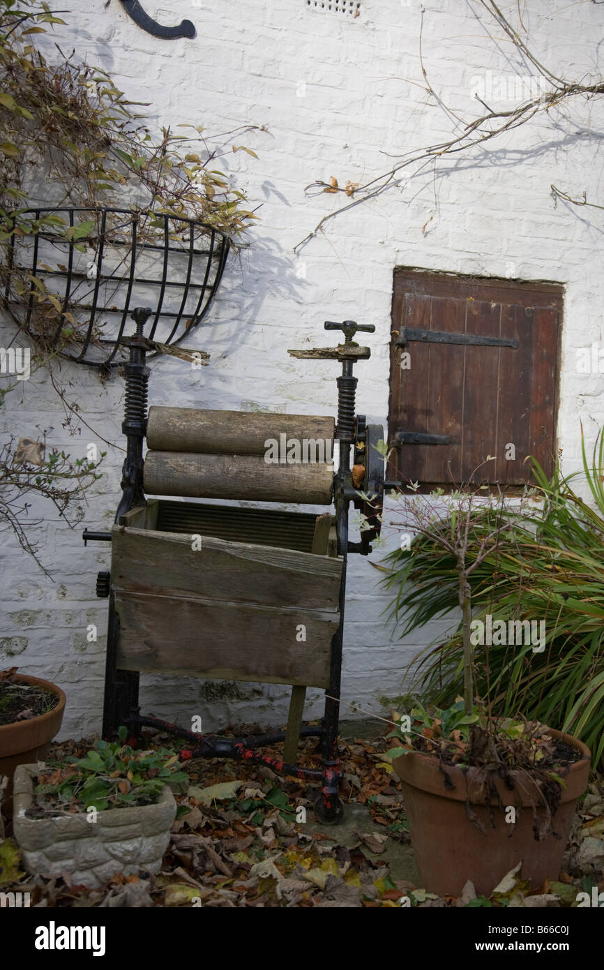 Old antique victorian Mangle used to wring out clothes as garden ...